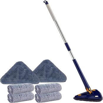 360° Rotating Adjustable Cleaning Mop Triangular Long Handle Microfiber ...