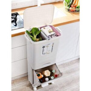 Double Layer Trash Cans Kitchen Vertical Waste Sorting Bins - Smart ...