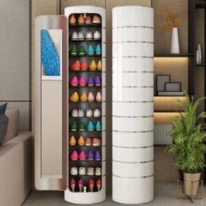 360-degree rotating plug-in narrow and high cylindrical shoe cabinet ...
